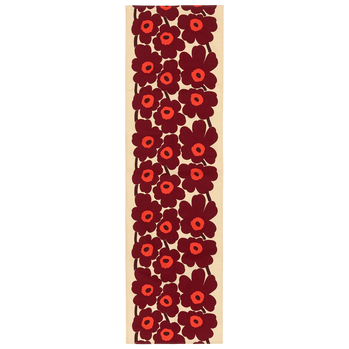 Marimekko Unikko bordløper 43 x 150 cm, vanilje/burgunder/rød | Bakeren ...